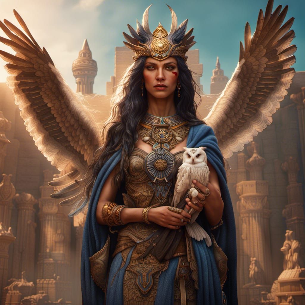 Goddess Ishtar holding an owl - AI Generated Artwork - NightCafe Creator