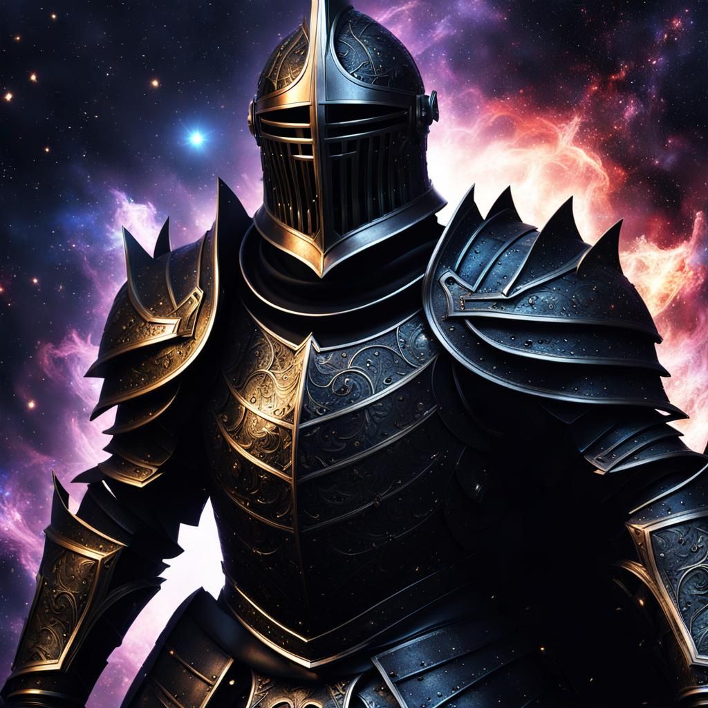 Ultra-high definition of a stunningly flawless black obsidian knight ...