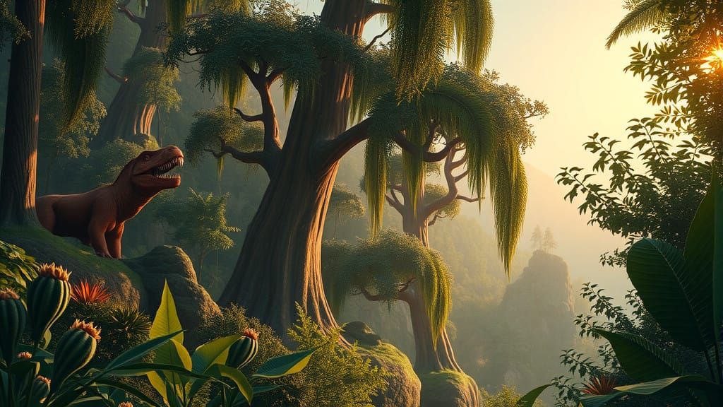 cretaceous period - Vibrant Cretaceous Forest in Dreamlike I...