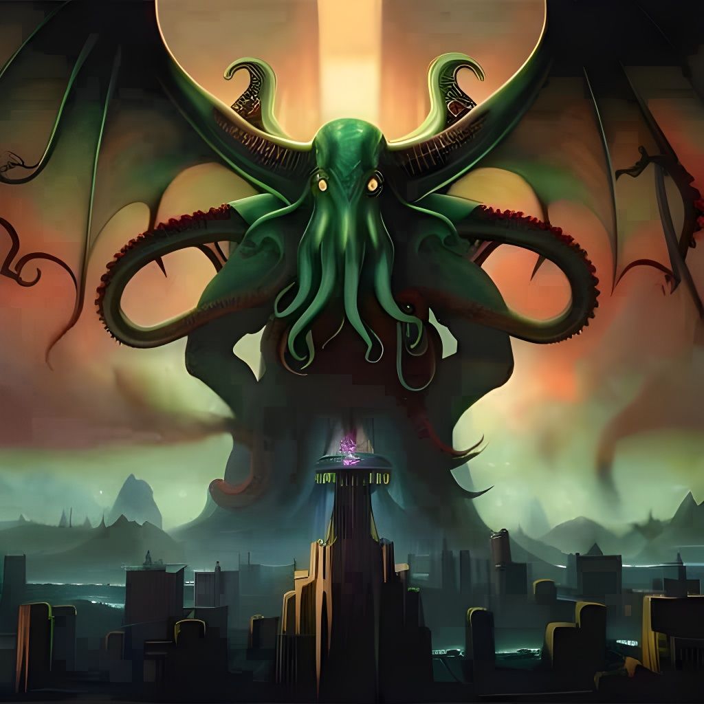Cthulhu spreading madness and destruction - AI Generated Artwork ...