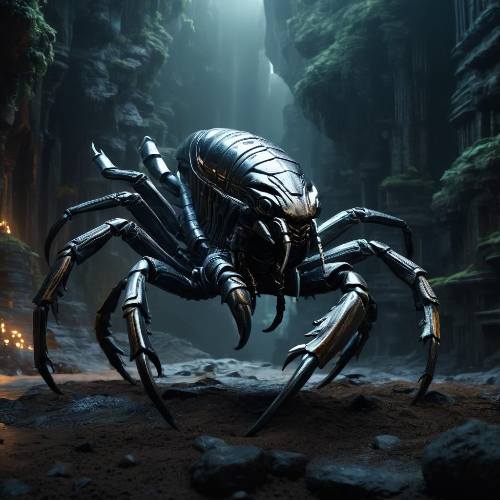Giant Silver Scorpion Jedi - AI Generated Artwork - NightCafe Creator