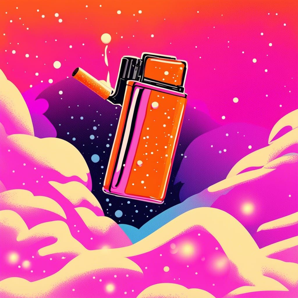 An orange lighter falling into the snow - AI Generated Artwork ...
