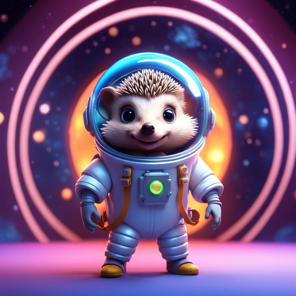 a little baby hedgehog wearing a spacesuit in cosmic outer space - AI ...