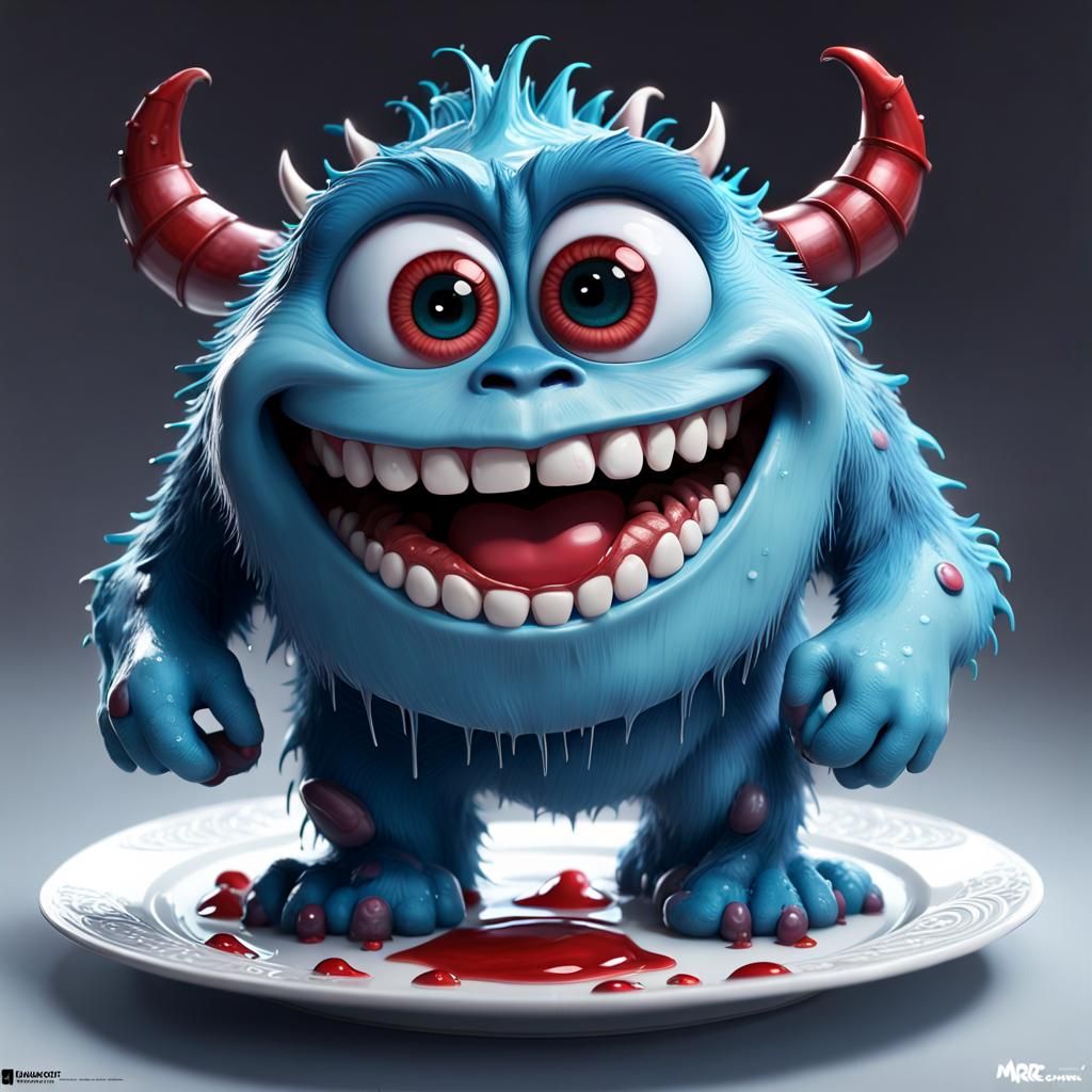 Scary Blue Jelly Monster on Plate - AI Generated Artwork - NightCafe ...