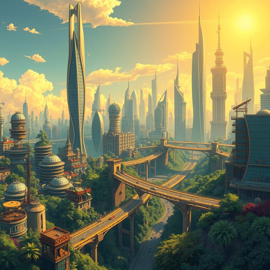 Solarpunk cityscape - Solarpunk cityscape