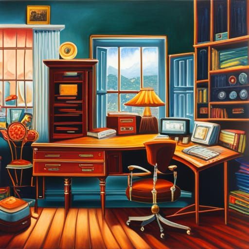 Office with computer - AI Generated Artwork - NightCafe Creator