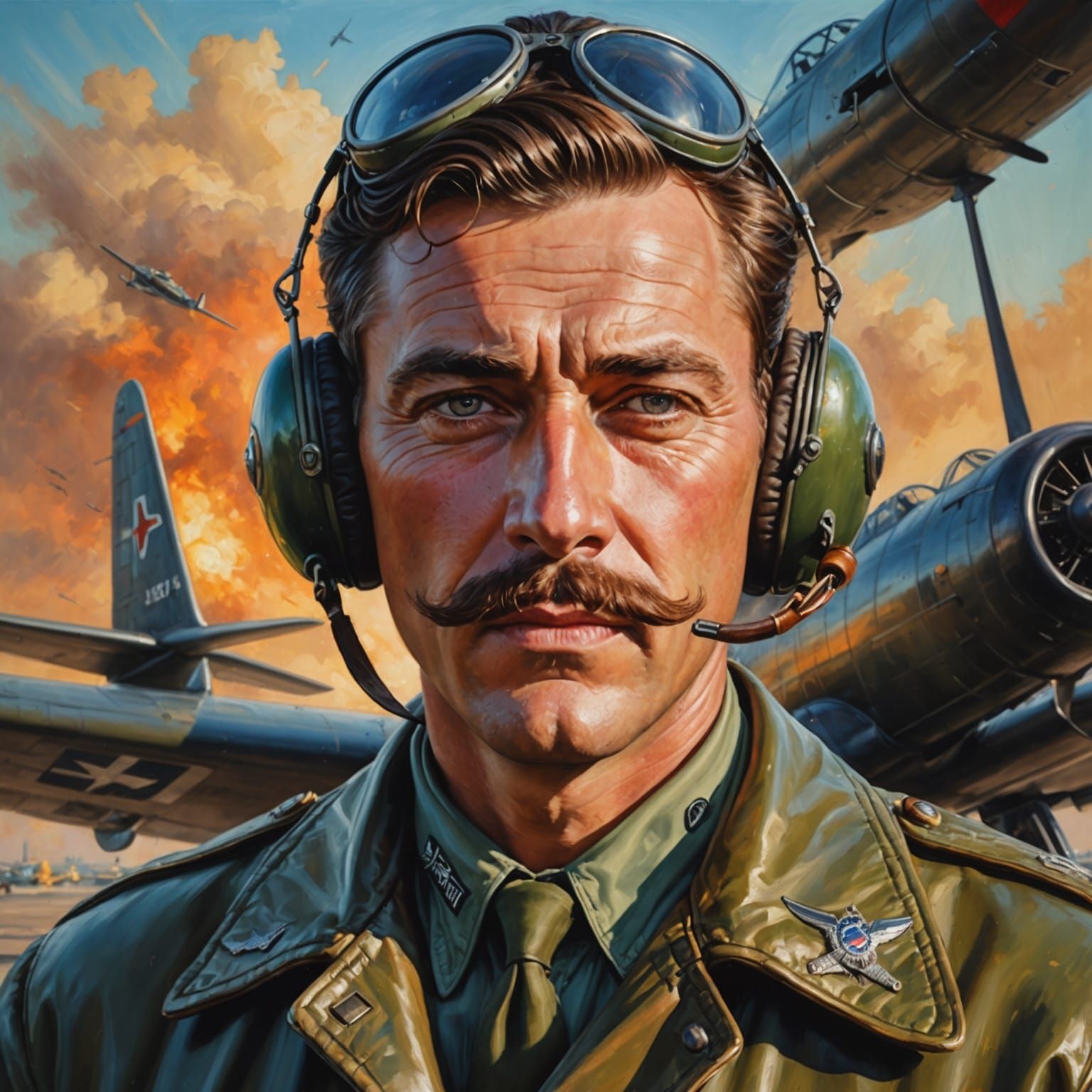 Handsome WW2 Pilot - AI Generated Artwork - NightCafe Creator