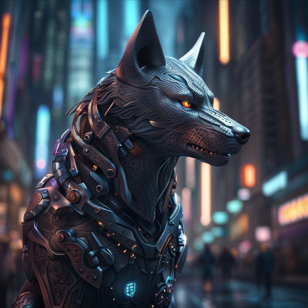 Cyber Wolf - AI Generated Artwork - NightCafe Creator