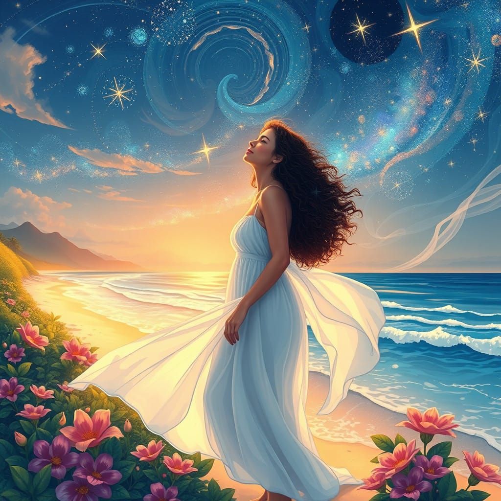 young lady naked at the beach - Serene Beach Goddess in Drea...