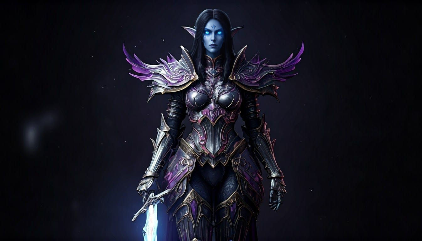 Ethereal Blue Void ELF Warrior Queen in Vibrant Ar... - AI Art