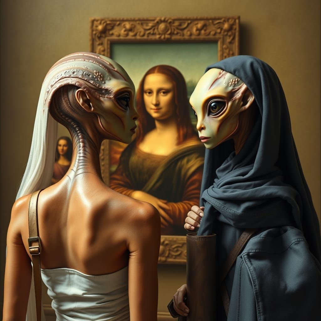 Lisa something,... - Hyperrealistic Aliens Admire the Mona L...