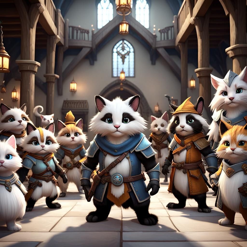 Various animals meet in the guild hall awaiting quest assignment - AI ...