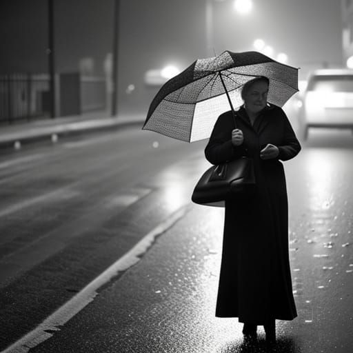 Old woman, pouring rain, wet face, vintage portrait. cinematic ...