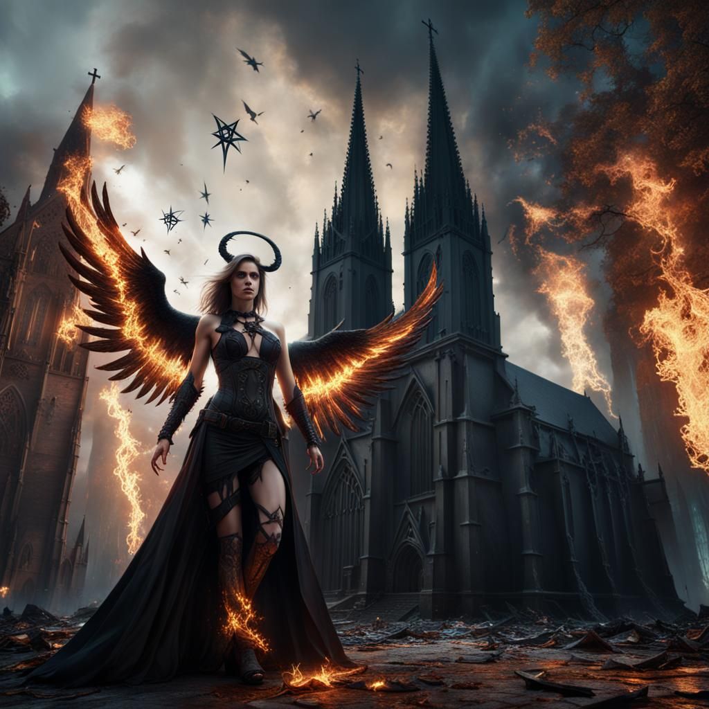 Fallen Angel - Fallen Angel Summons Burning Pentagram