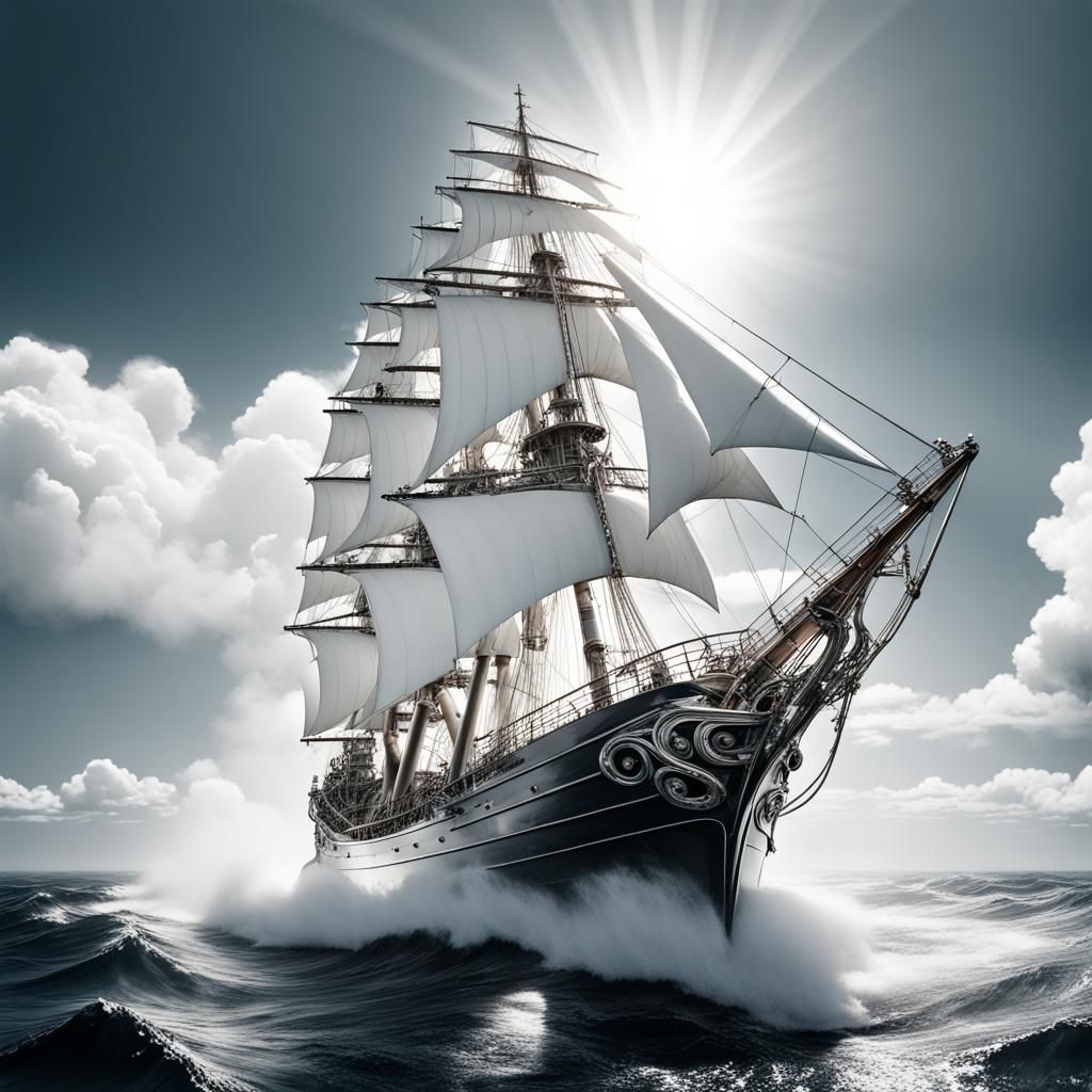 sailing ship in heavy sea - AI Generated Artwork - NightCafe Creator