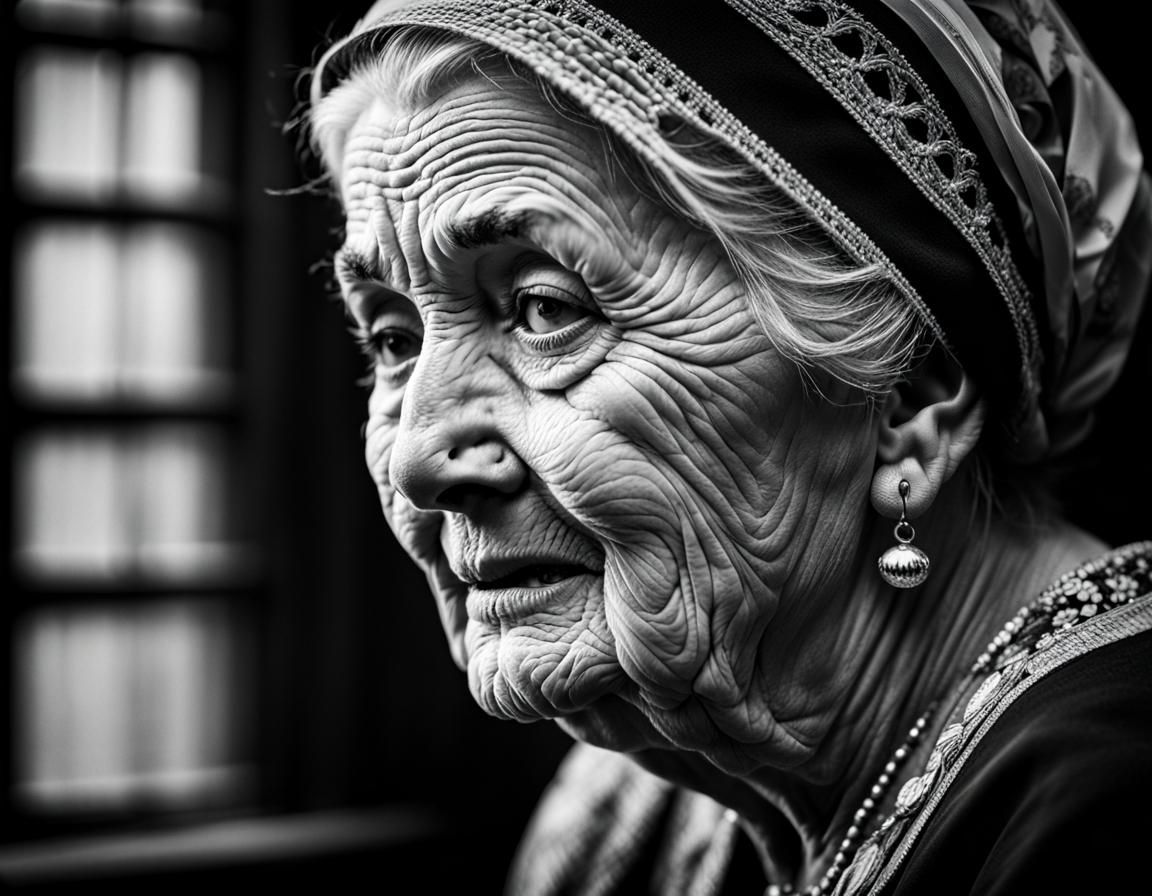 Granny Close-up Portrait - AI Generated Artwork - NightCafe Creator
