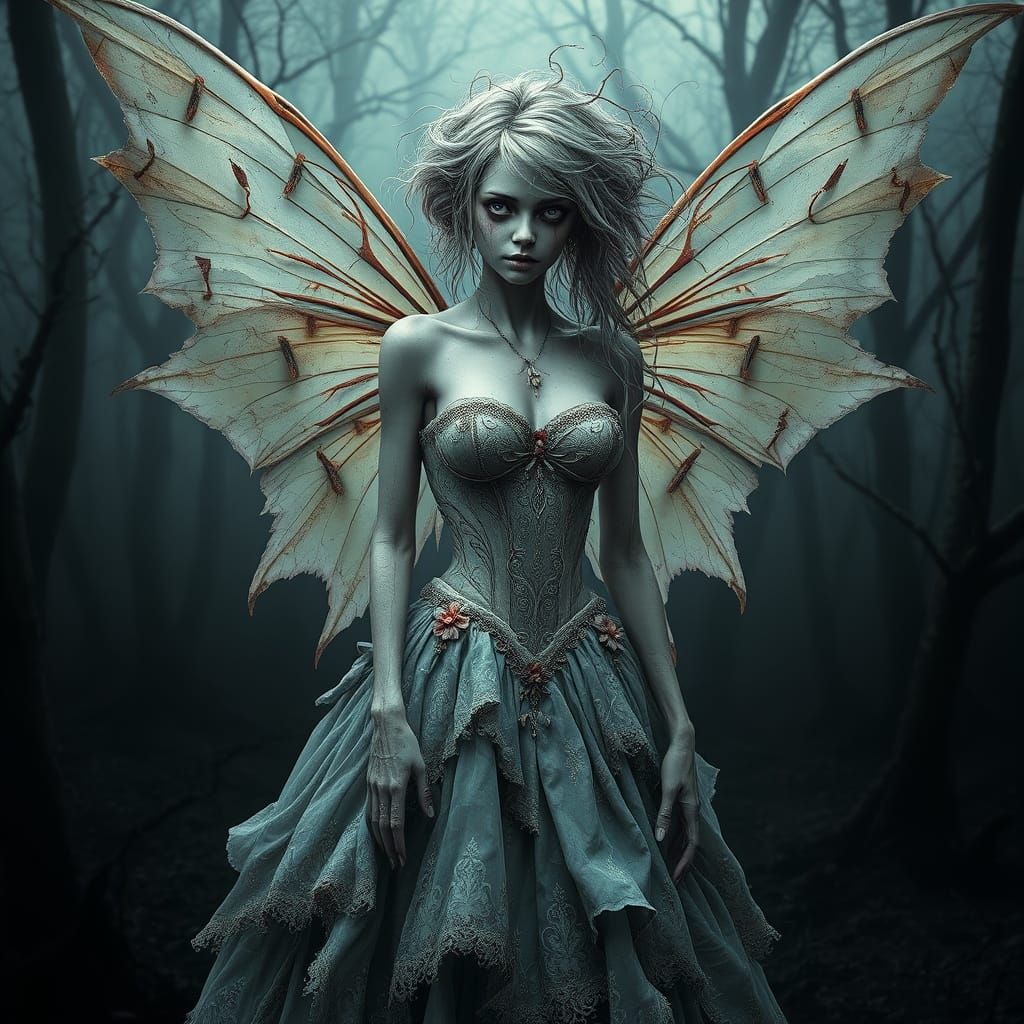 Goth Fairy - Ethereal Zombie Fairy in Victorian Mourning Att...