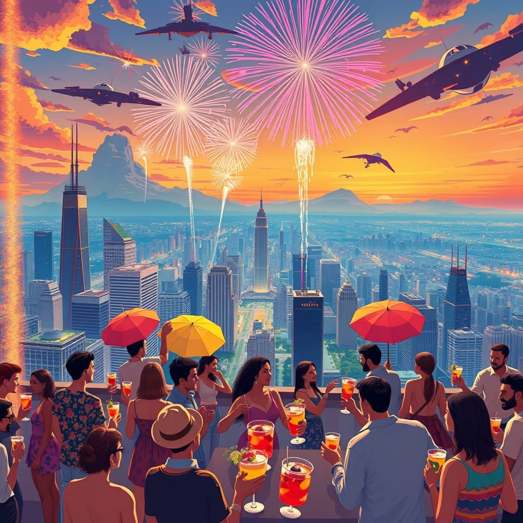 Rooftop Party: Enjoy panoramic city views with fireworks and festive ...