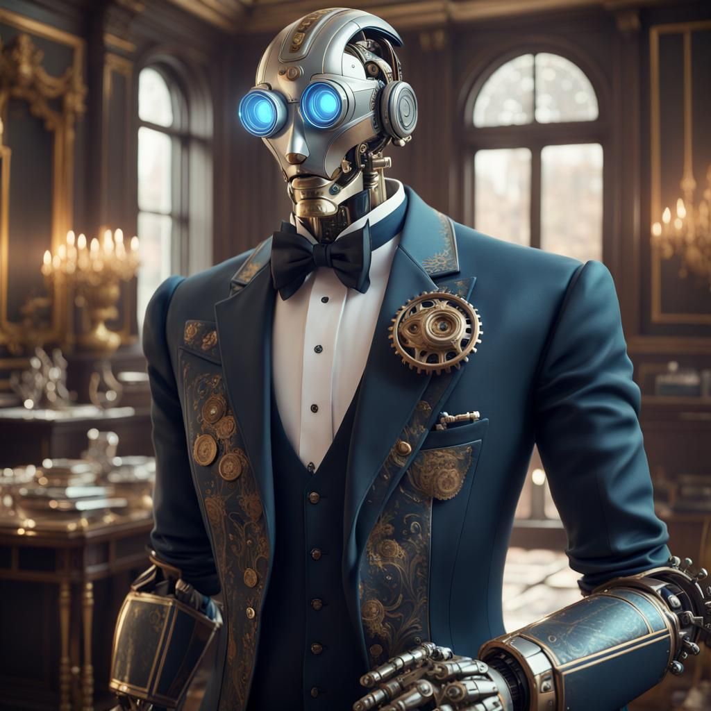 The dapper robotic butler - AI Generated Artwork - NightCafe Creator
