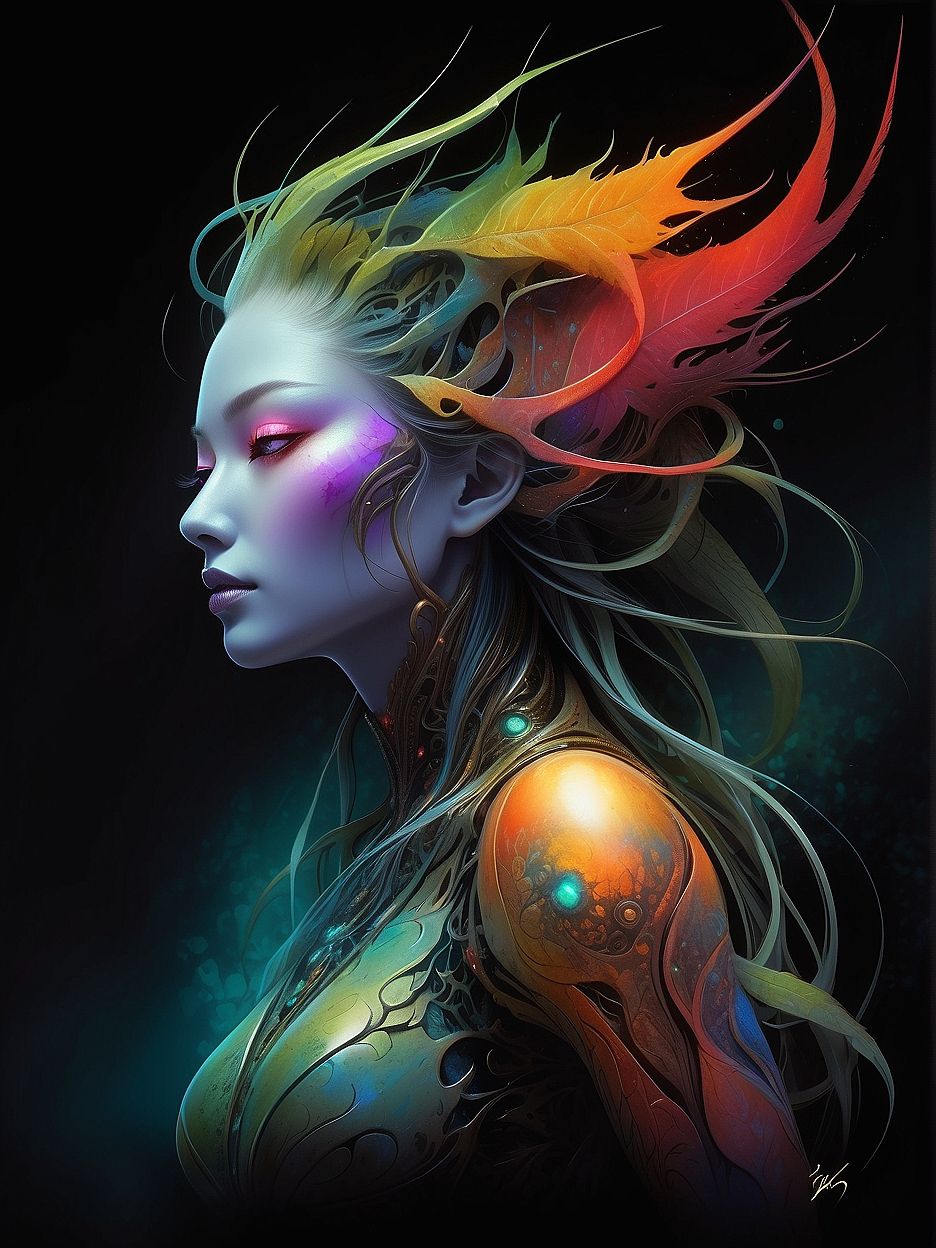 Surreal botanical woman portrait - AI Generated Artwork - NightCafe Creator