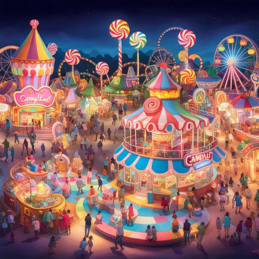 Candyland Theme Amusement Park - AI Generated Artwork - NightCafe Creator
