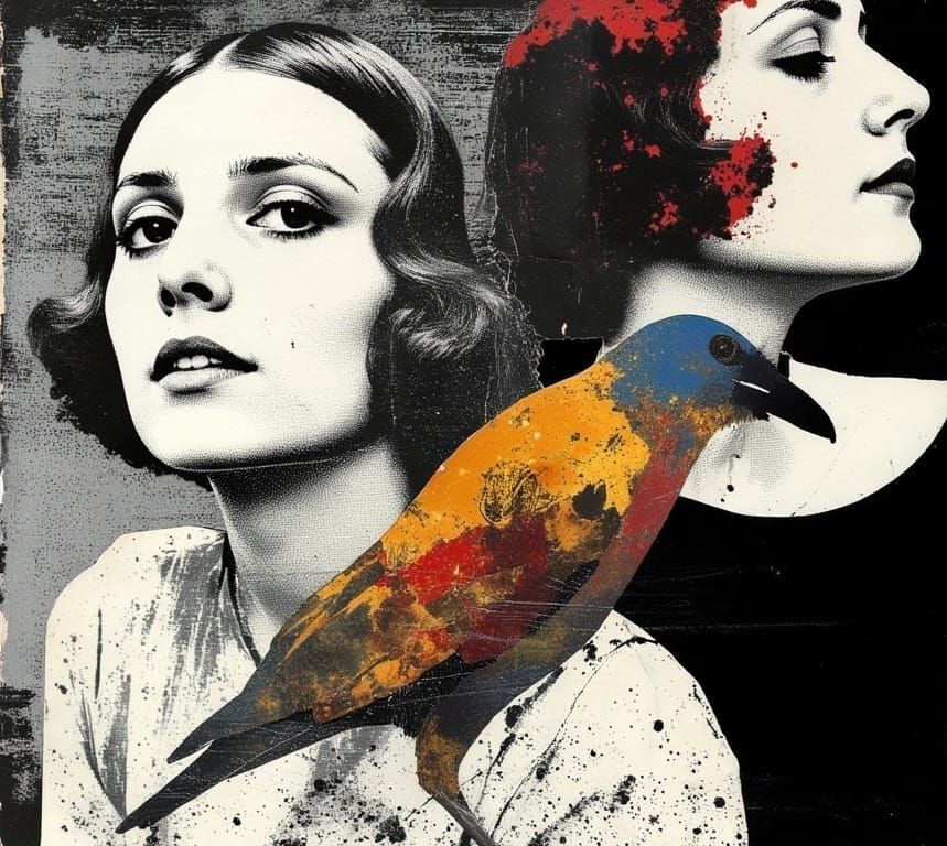 Cinematic Carnival Masks in Iridescent Collage Sty... - AI Art