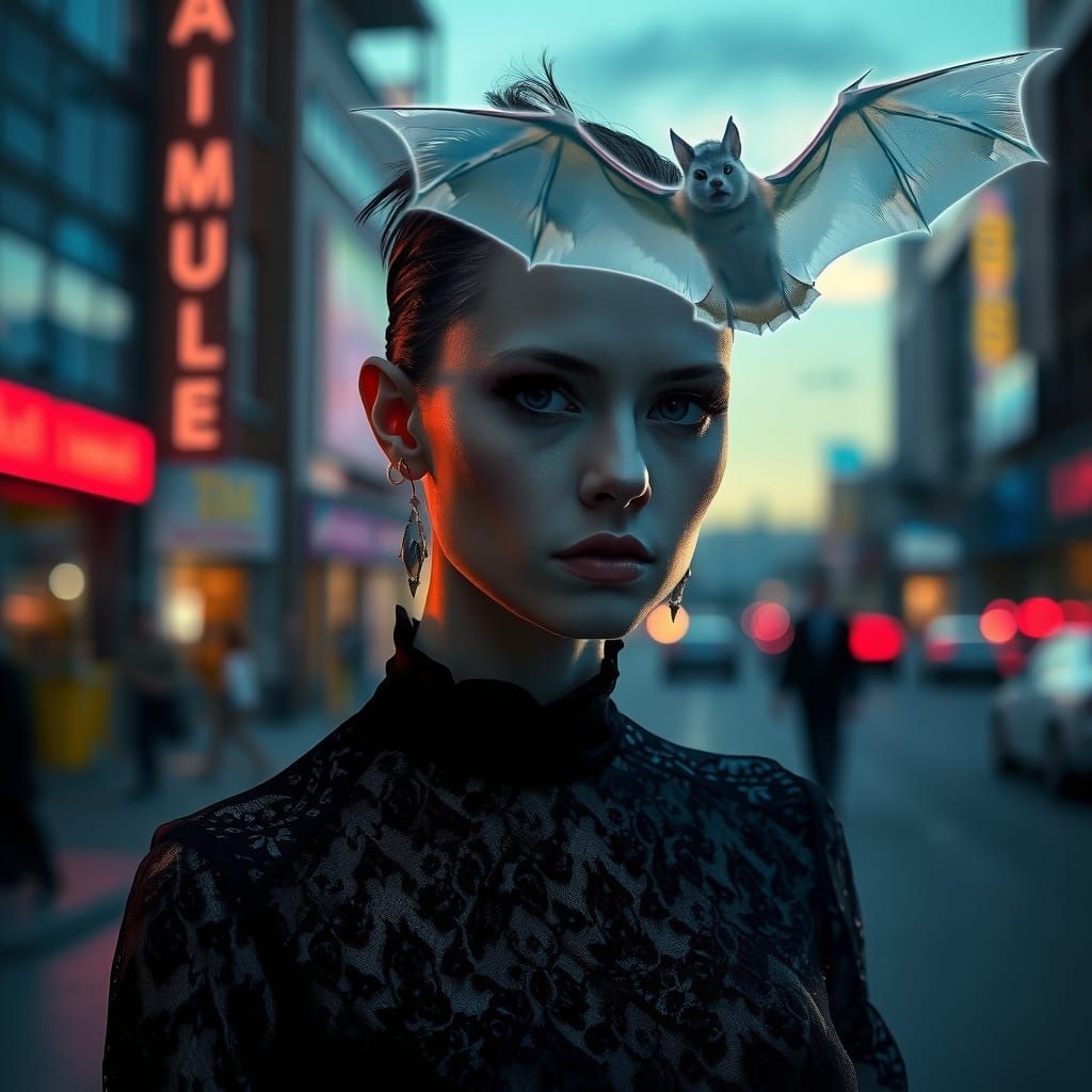 Encounters of the 3rd type - Ethereal Vampire in Neon Citysc...