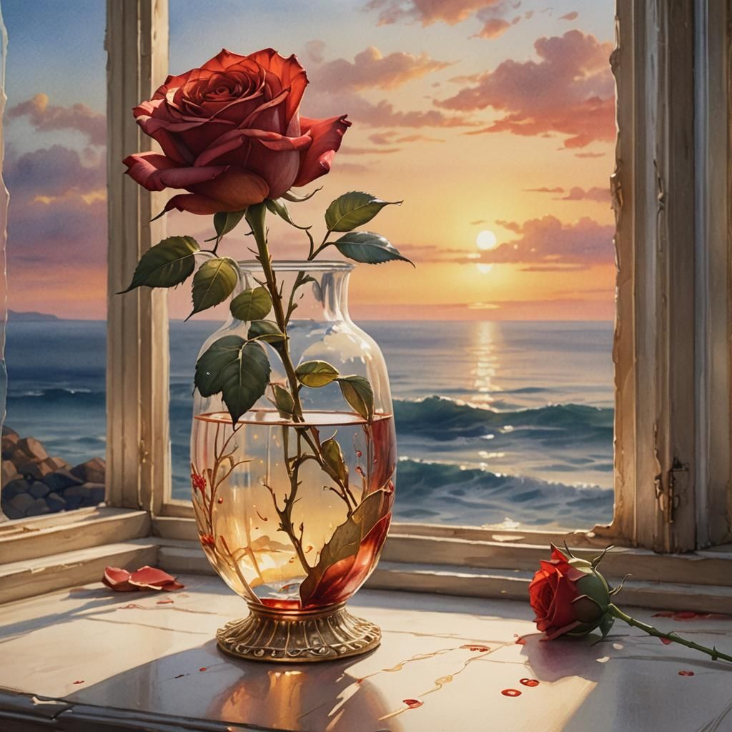 ROSES IN THE WINDOW - AI Generated Artwork - NightCafe Creator