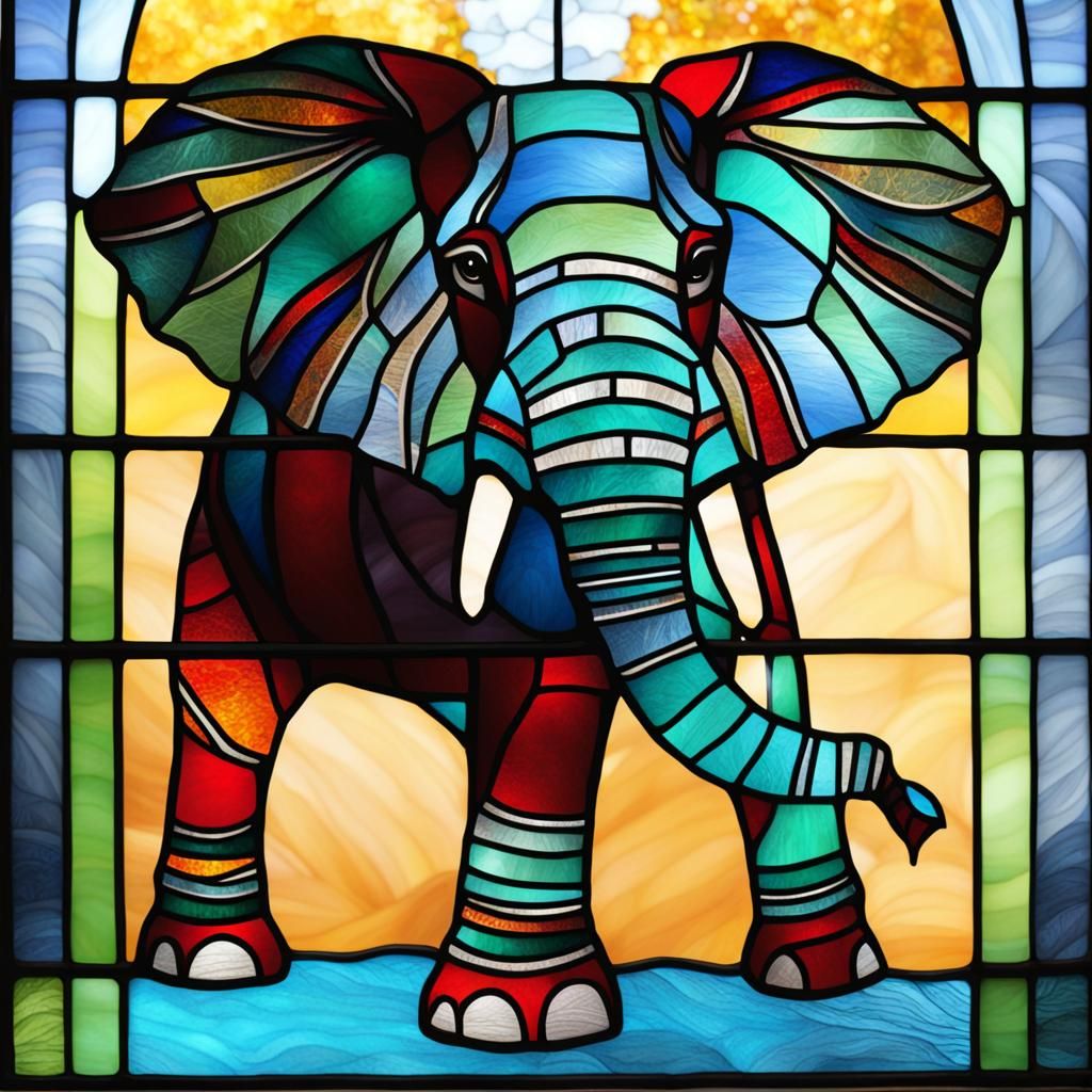 Stained glass elephant - AI Generated Artwork - NightCafe Creator