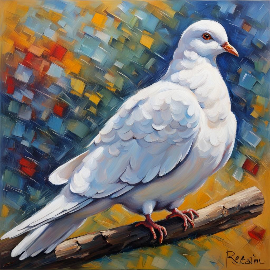 realism, impressionism, acrylic, impasto, white dove - AI Generated ...