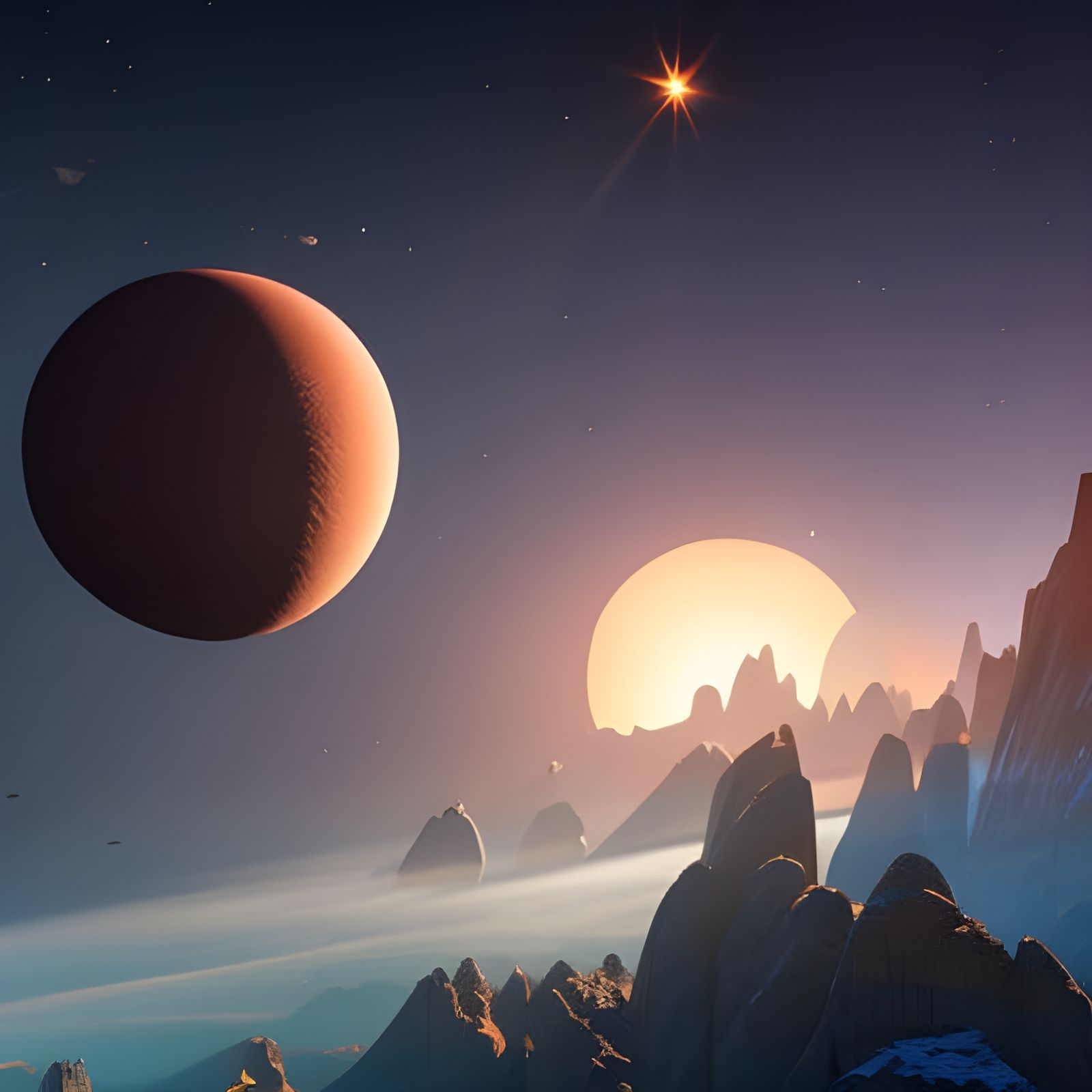 Rust moon over Cyorld - AI Generated Artwork - NightCafe Creator