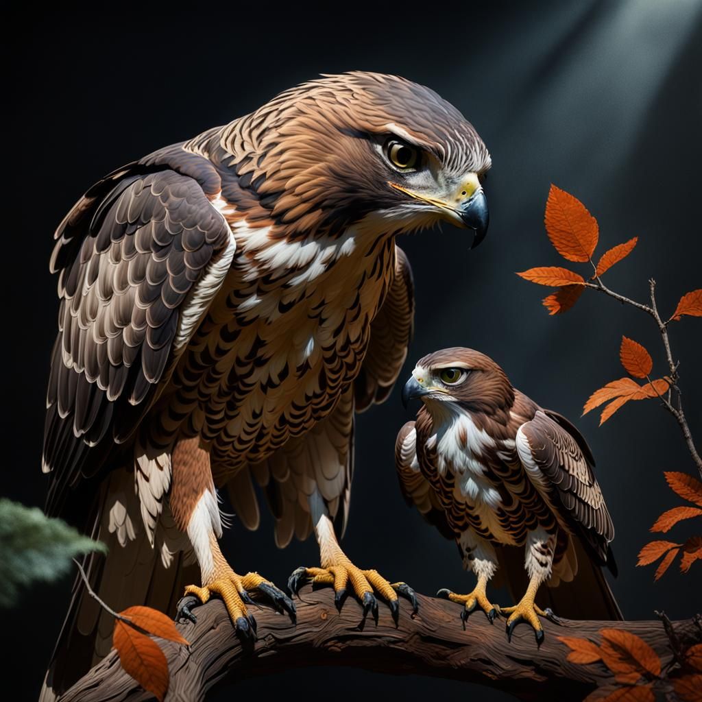 red-tailed hawk with his little - AI Generated Artwork - NightCafe Creator