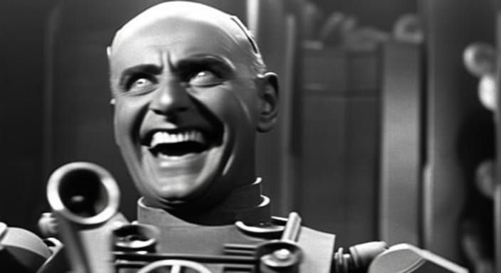 In Fritz Lang's Metropolis, Rotwang, the mad scientist, laughs ...