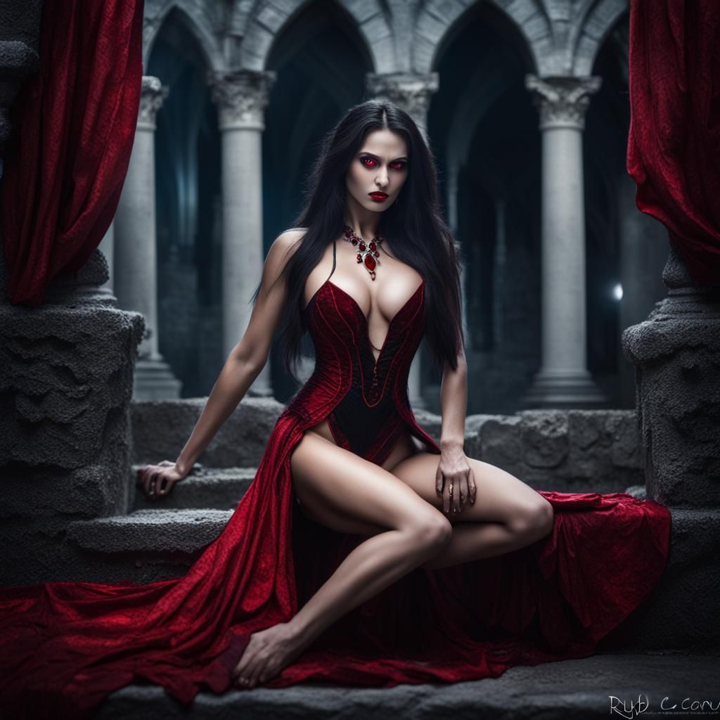 Vampiress, godesses, queen, unclad, castle, moonlight, lustrous, seduction, luring, temptations ...