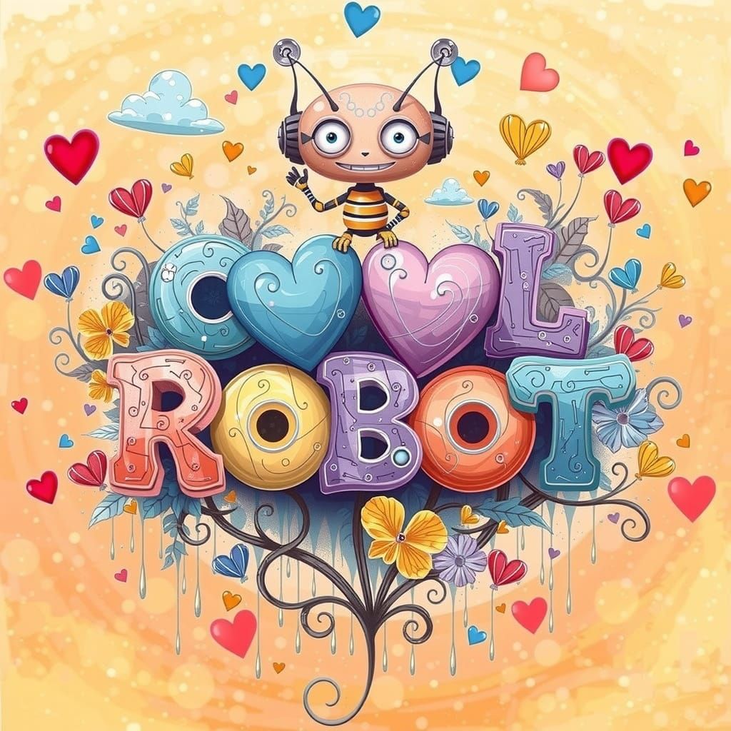 A cute PASTEL robot, pink, purple, and green, with... - AI Art