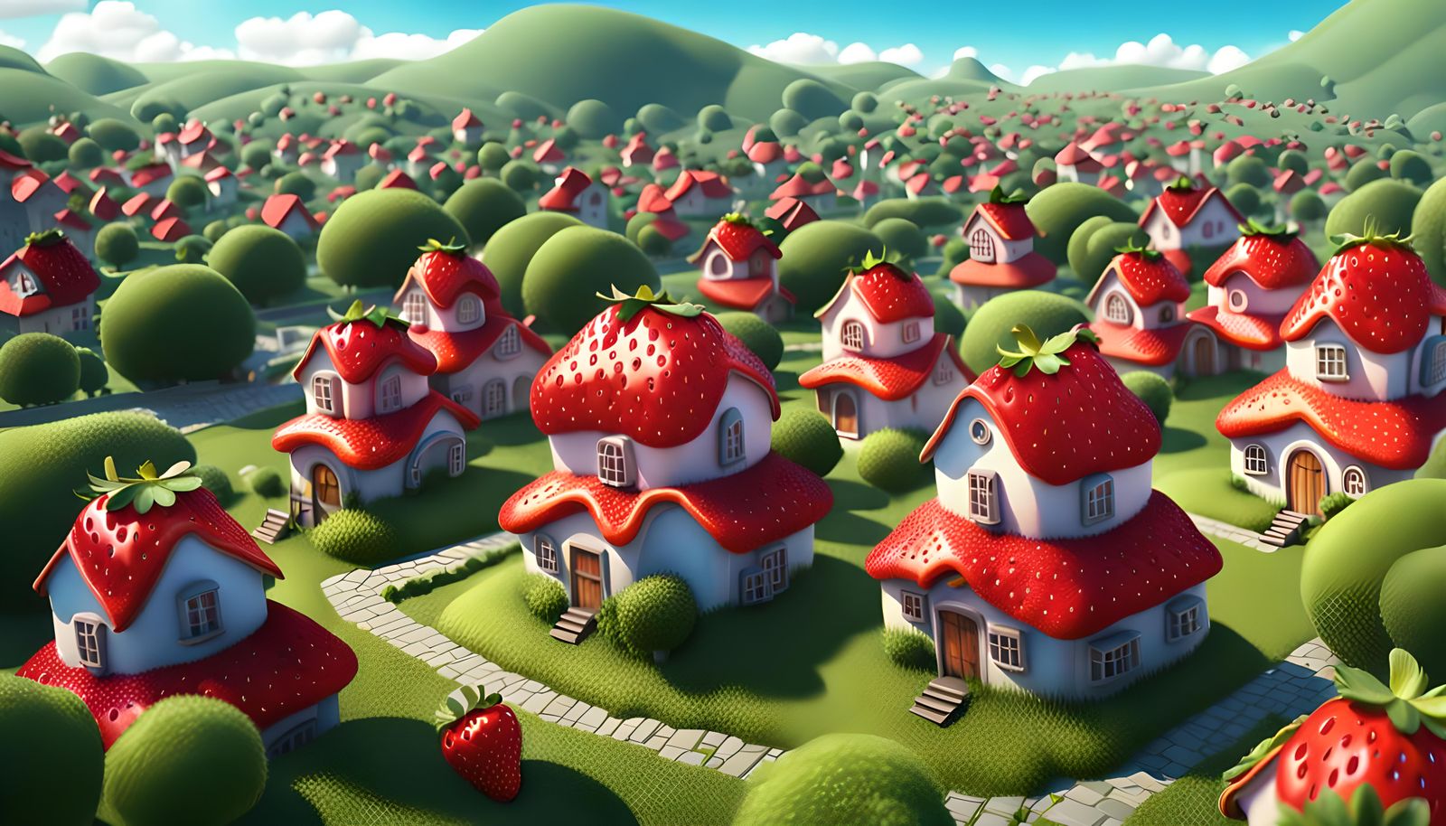 strawberry city - AI Generated Artwork - NightCafe Creator