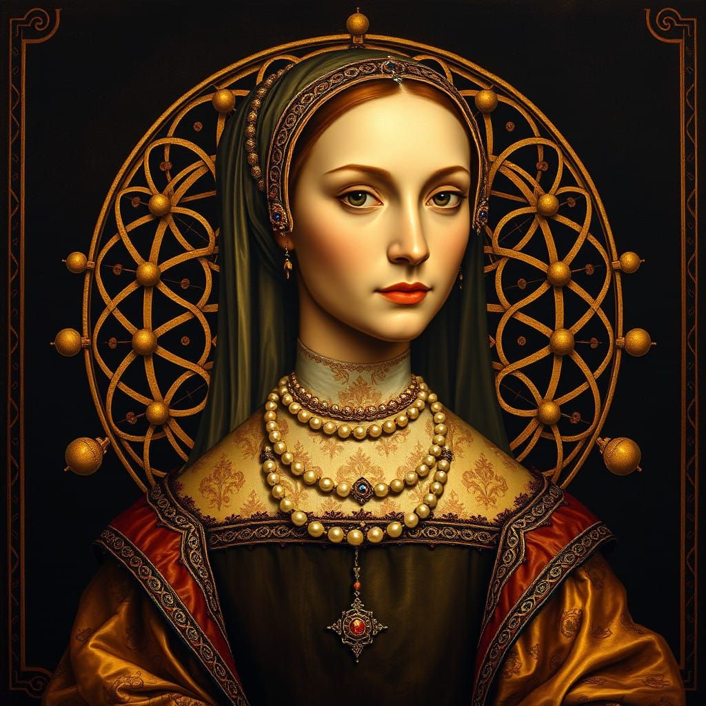 Regal Renaissance Woman in Golden-Lit Glory - AI Art