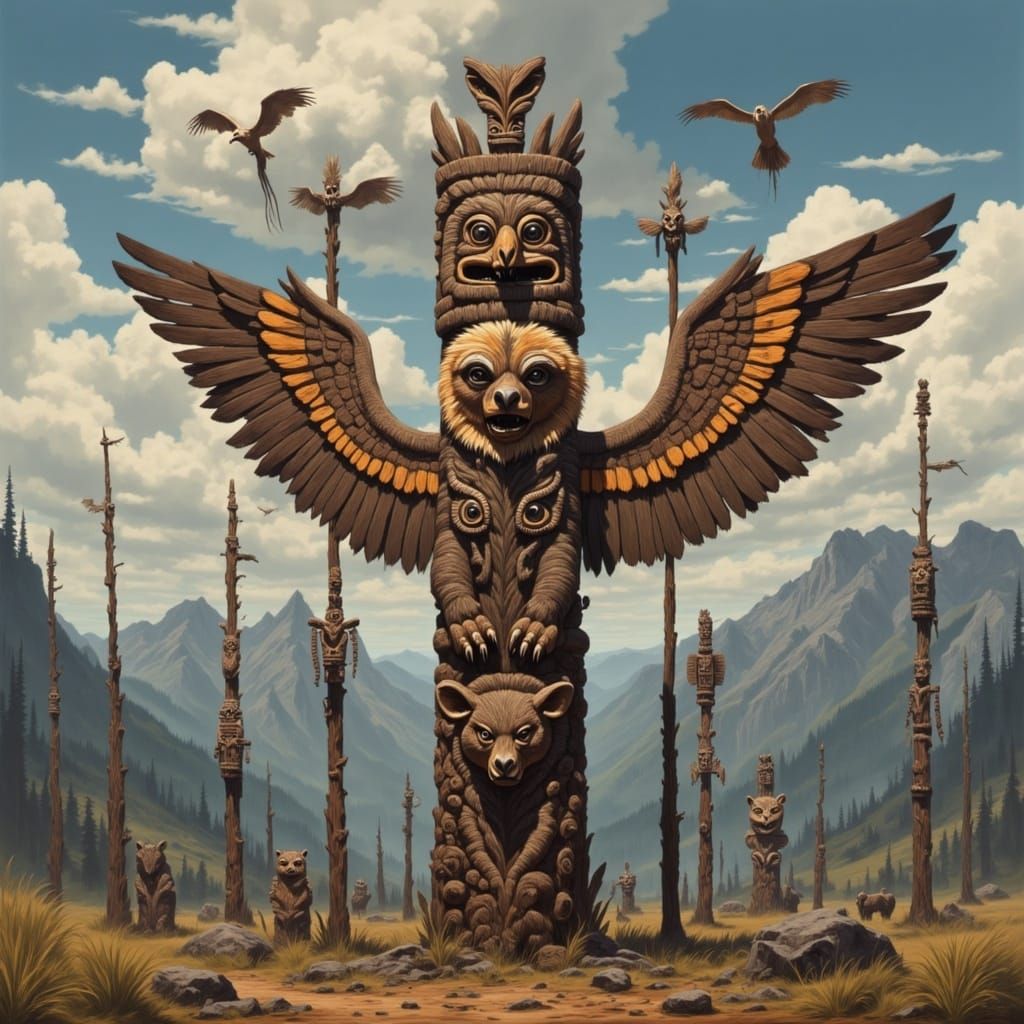 eagle/snake/bear totem pole