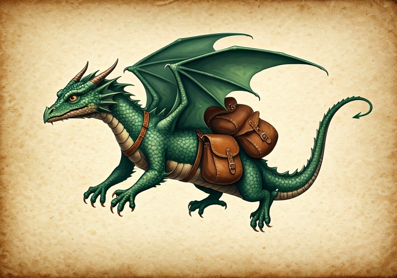 The courier dragon - Medieval Courier Dragon in Leather Pann...
