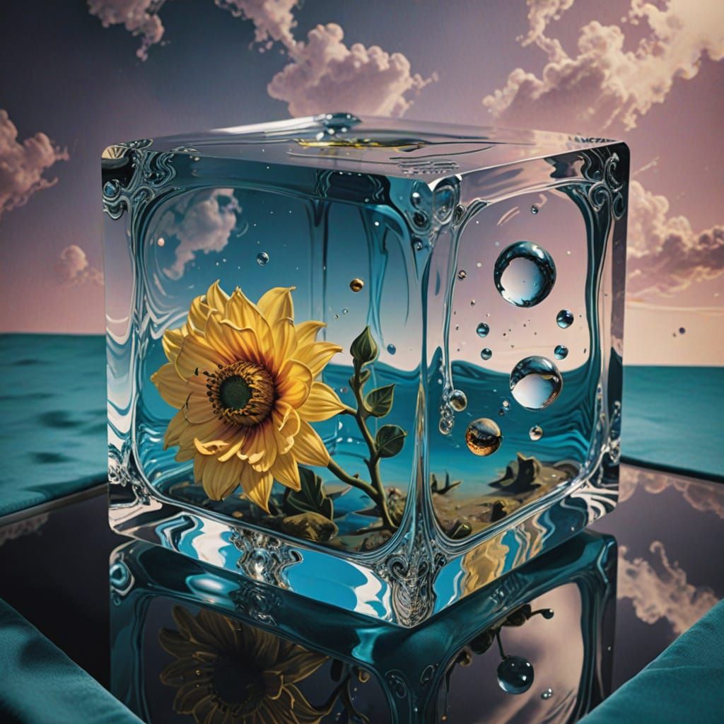 Surreal Oil Painting of Glass Cubes in Impossible ... - AI Art