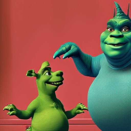 shrek pregnant, and godzilla pregnant - AI Generated Artwork ...