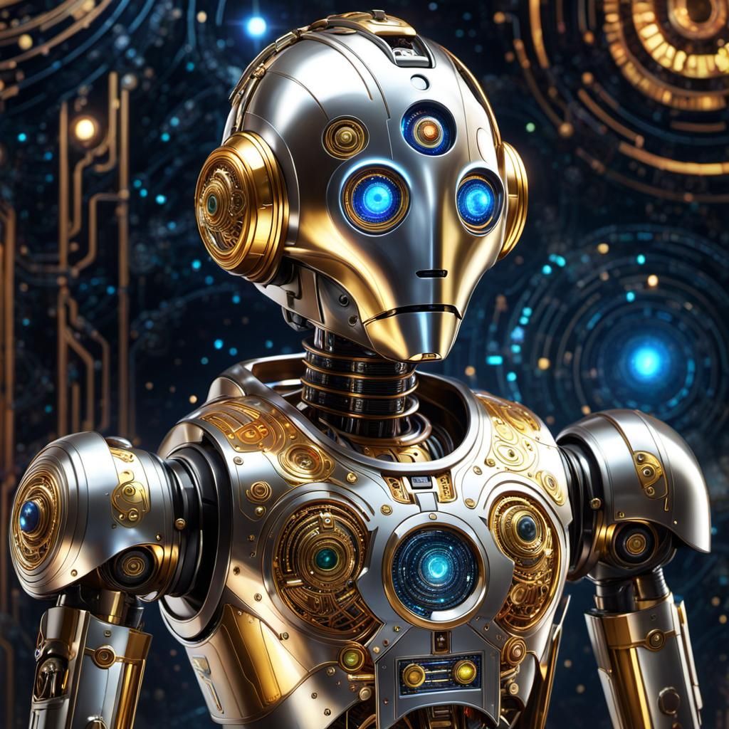 A shimmering metallic droid - AI Generated Artwork - NightCafe Creator