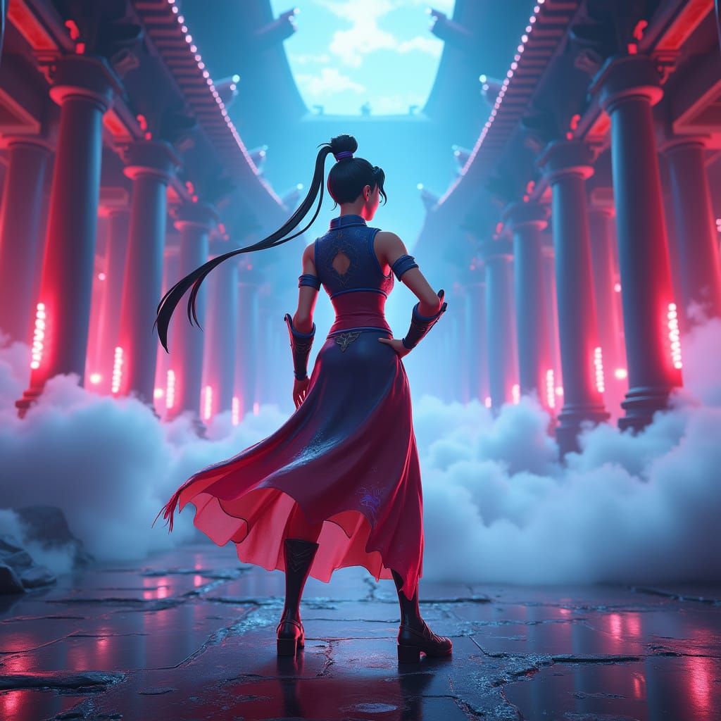 fortnite chun li - Heroic Chun Li in Ancient Asian Temple