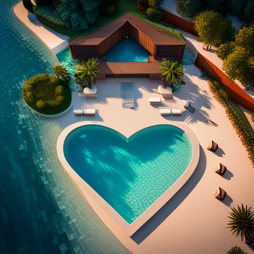 Swimming pool shaped like a heart - AI Generated Artwork - NightCafe ...