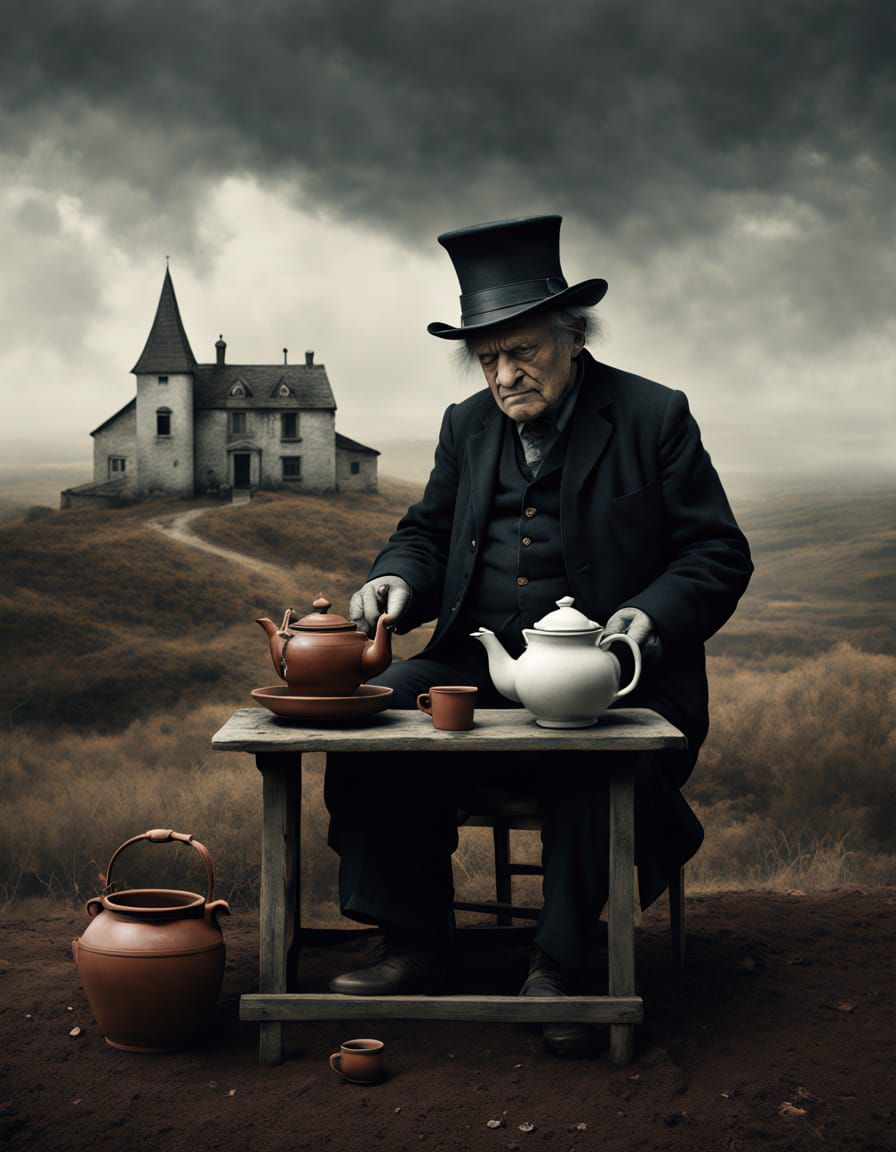 The tired old potter got himself stuck in one of his own teapots right ...