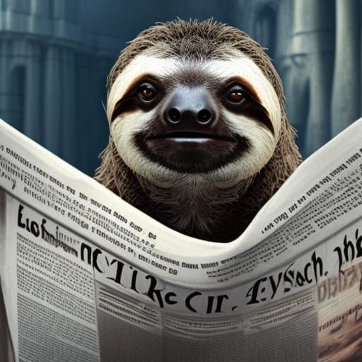 a sloth reading a newspaper - AI Generated Artwork - NightCafe Creator