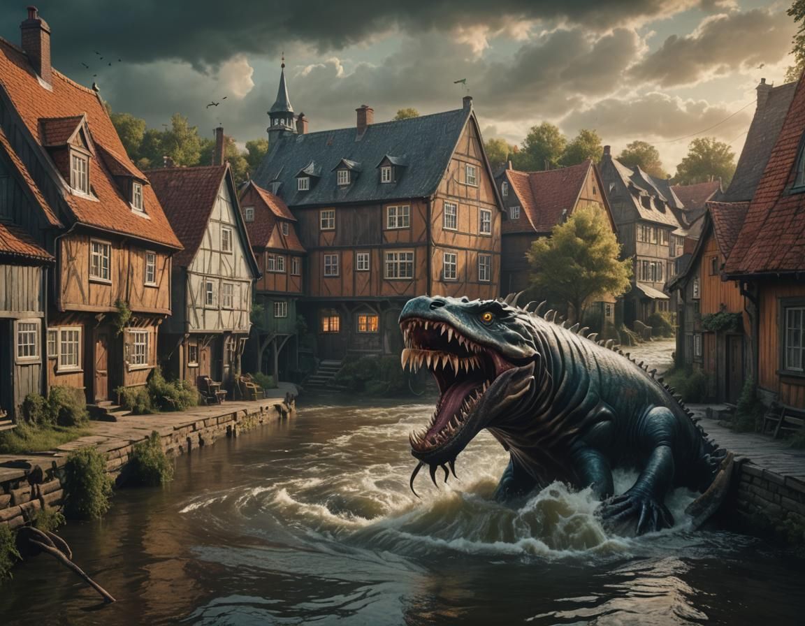 Monster in the river - AI Generated Artwork - NightCafe Creator