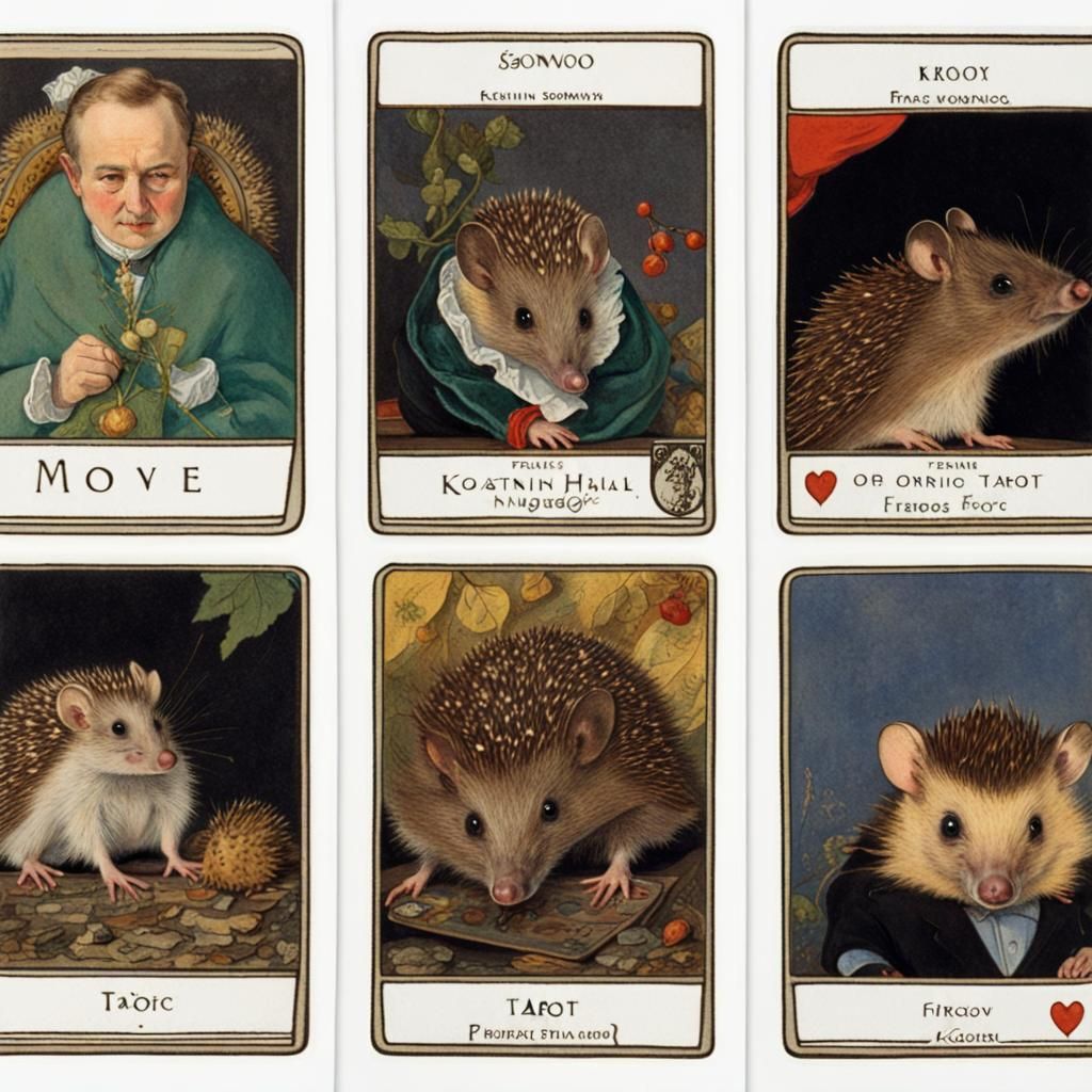 Exclusive tarot cards with images of mice and hedgehogs By Konstantin ...