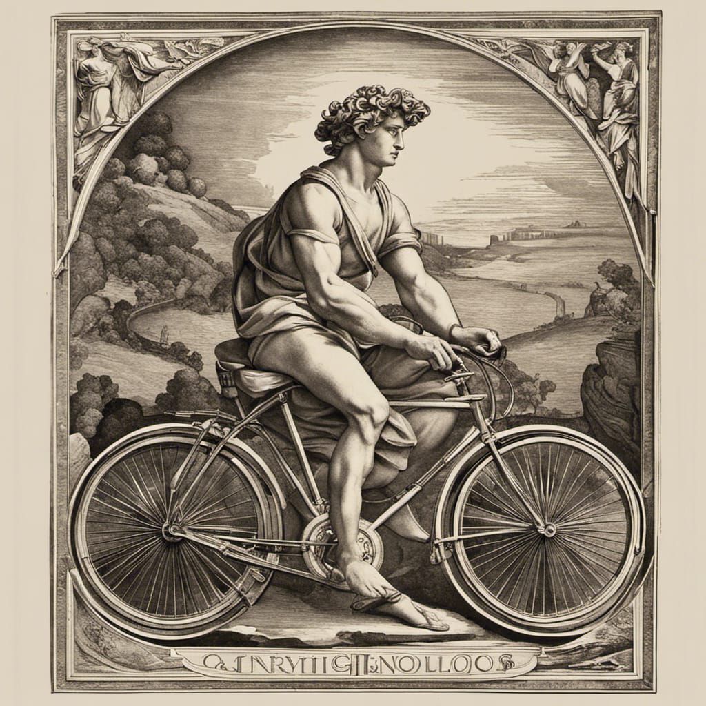 Michelangelo's David Riding Leonardo's Bicycle - AI Generated Artwork ...