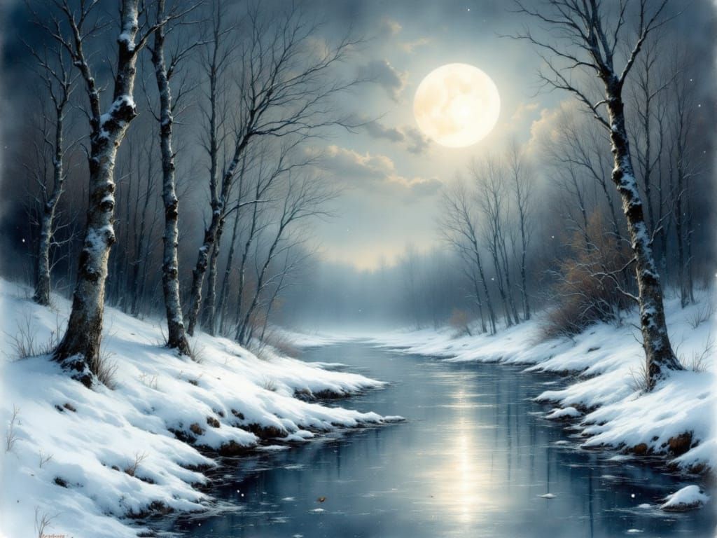 Gothic Moonlit Winter River - Gothic Moonlit Winter River